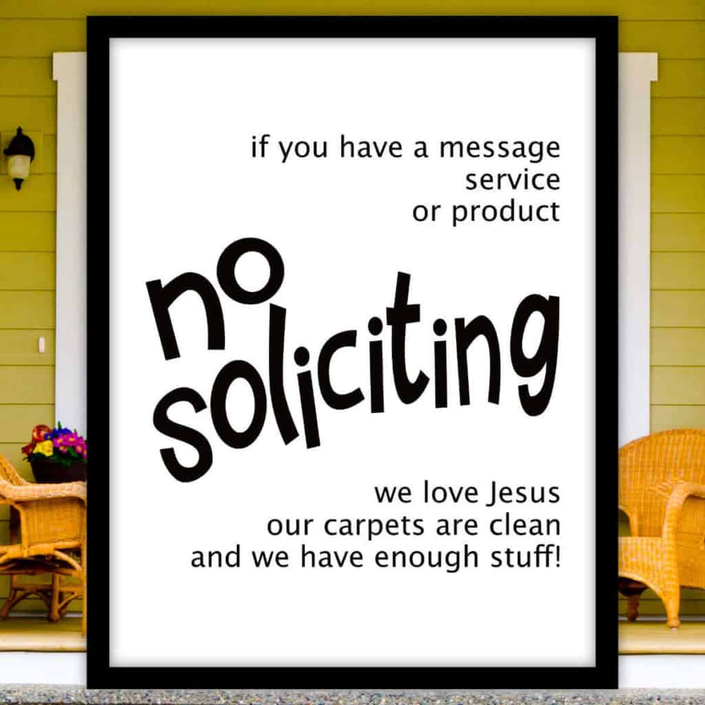 Printable No Soliciting Sign - Sunshine and Rainy Days