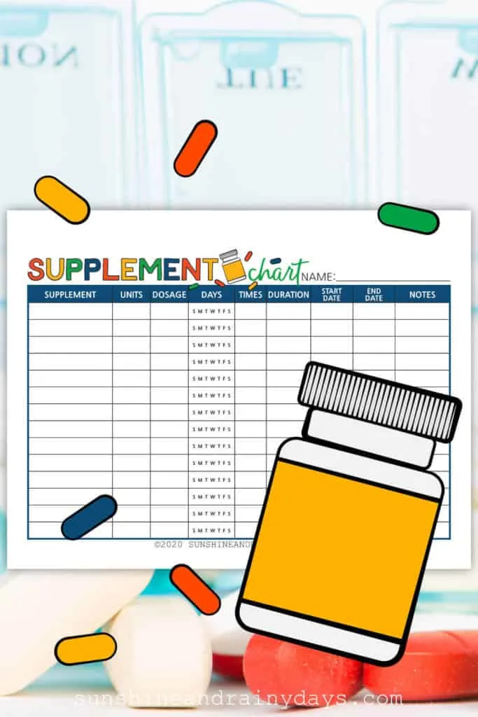 Supplement and Medication Chart Printables - Sunshine and Rainy Days