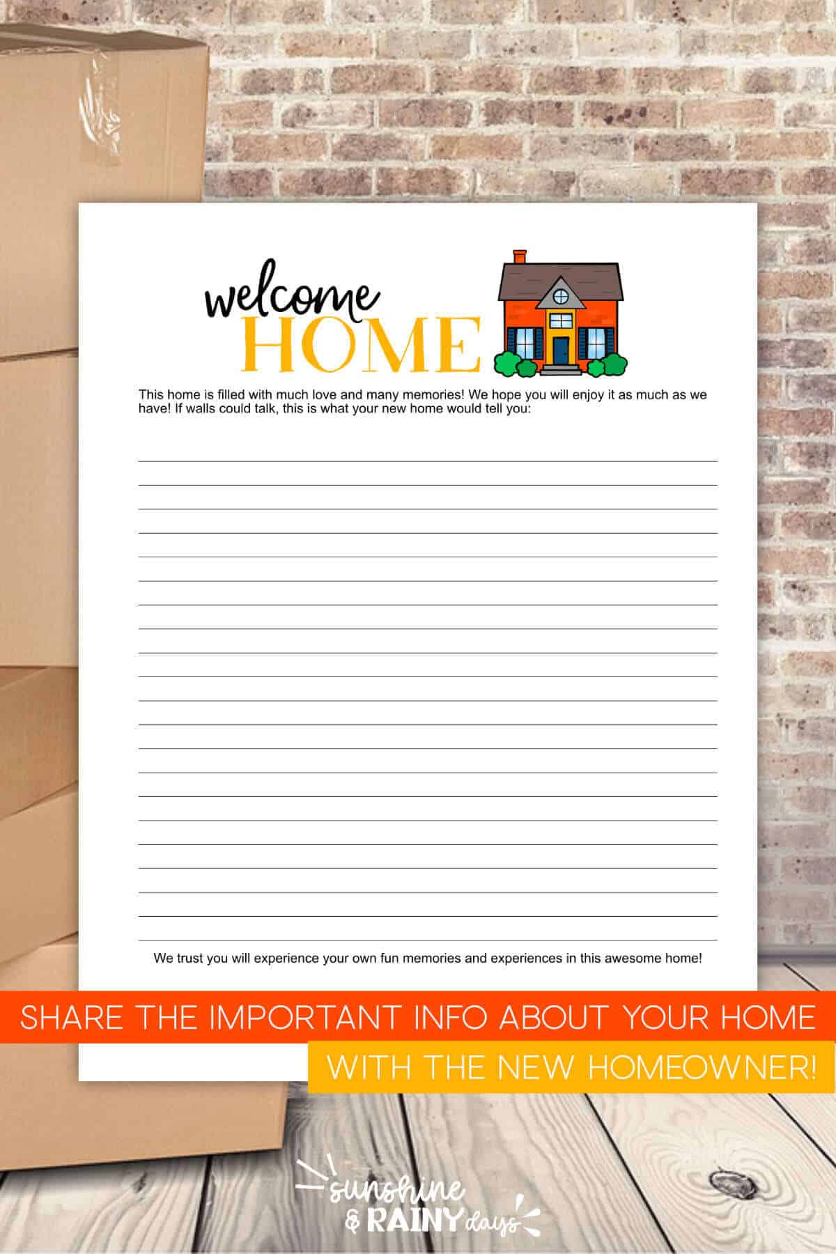 Welcome Home Letter To New Homeowners - Sunshine and Rainy Days