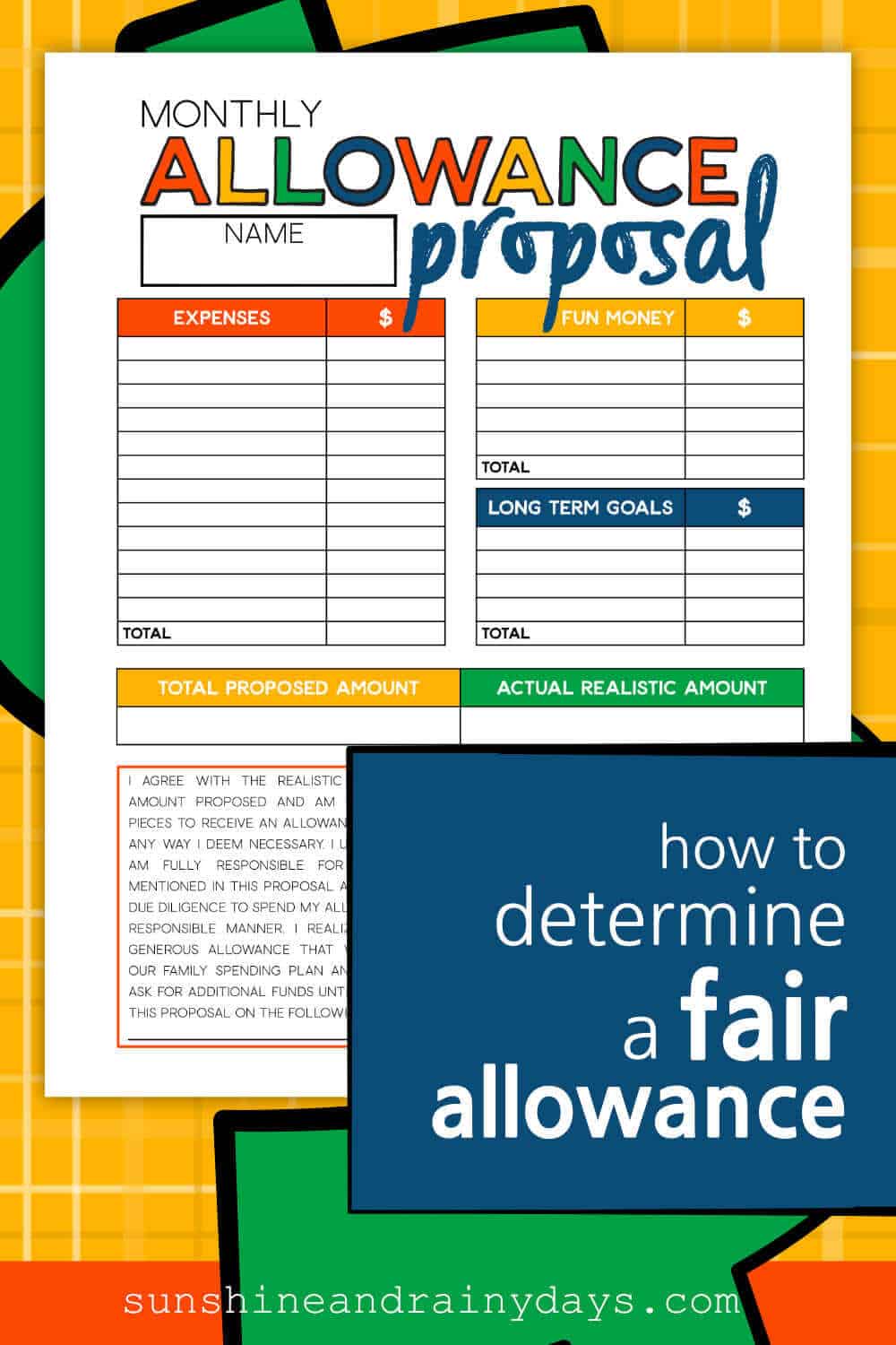 How To Determine A Fair Allowance Amount - Sunshine and Rainy Days