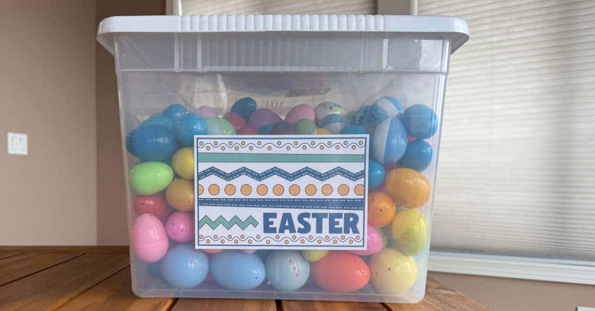 Printable Easter Storage Tote Labels - Sunshine and Rainy Days