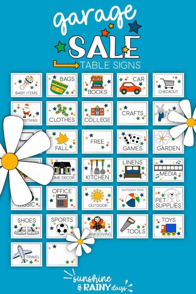 Garage Sale Table Signs To Organize Your Sale - Sunshine and Rainy Days