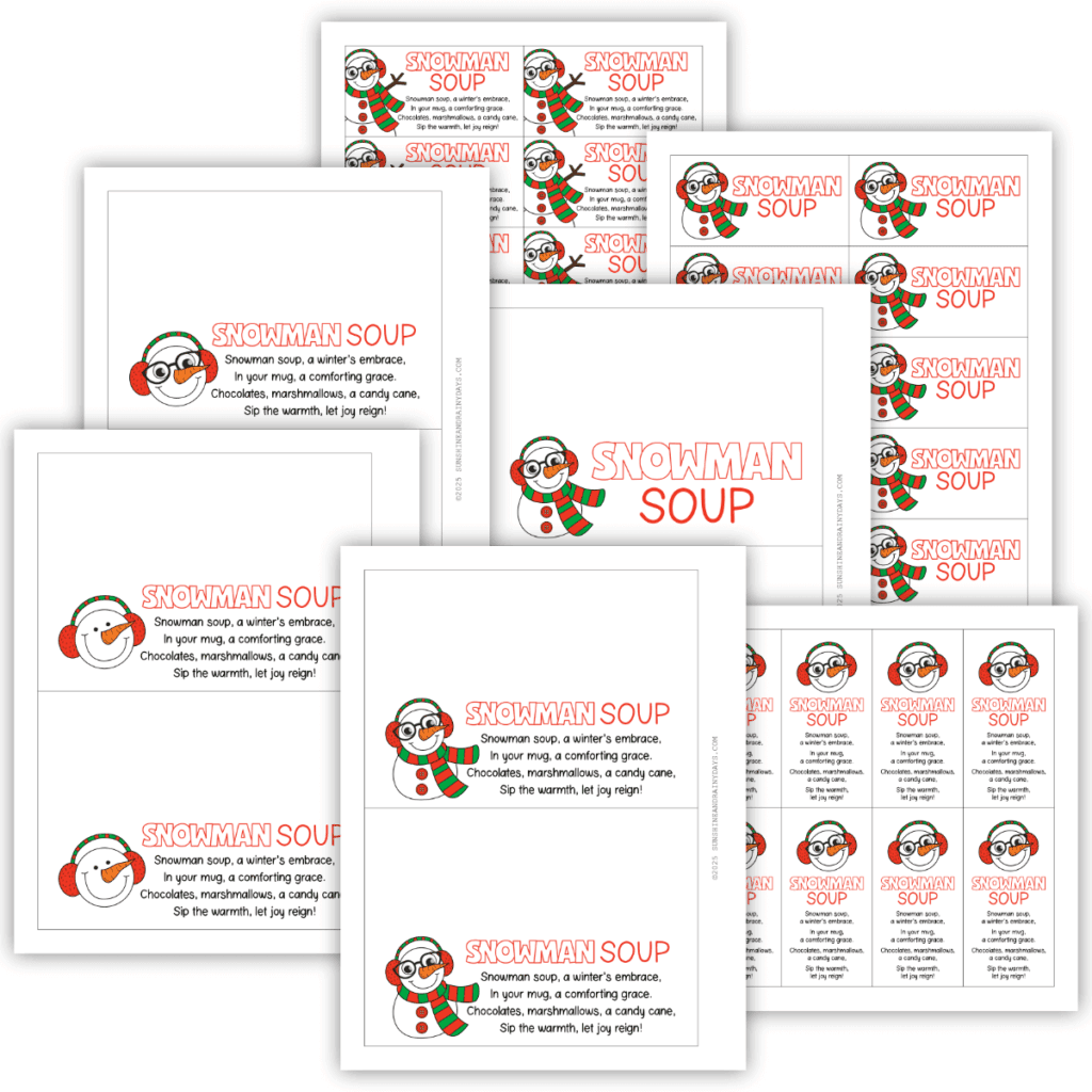 Snowman Soup Tags - Sunshine and Rainy Days