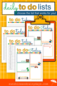 Daily To Do List Printables - Sunshine and Rainy Days