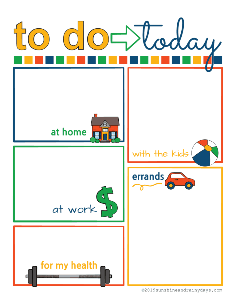 Daily To Do List Printables - Sunshine and Rainy Days