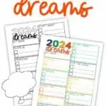 2024 Dream Sheet - Sunshine and Rainy Days