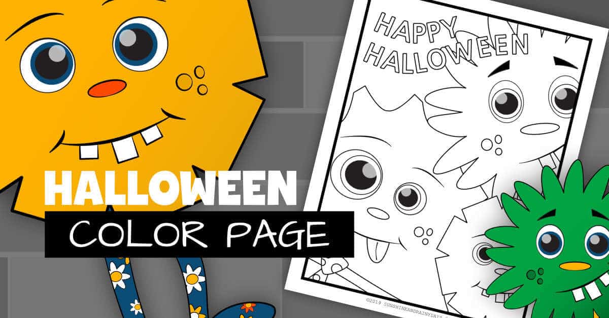 Halloween Color Page - Sunshine and Rainy Days