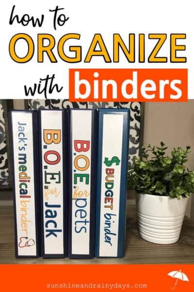 How To Organize With Binders - Sunshine and Rainy Days