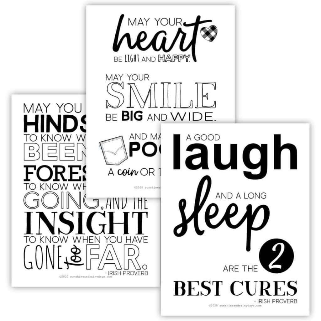 Printable St. Patrick's Day Signs - Sunshine and Rainy Days