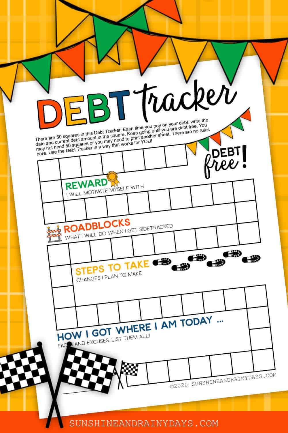 Debt Payoff Game Sheet To Help You Crush Debt - Sunshine and Rainy Days