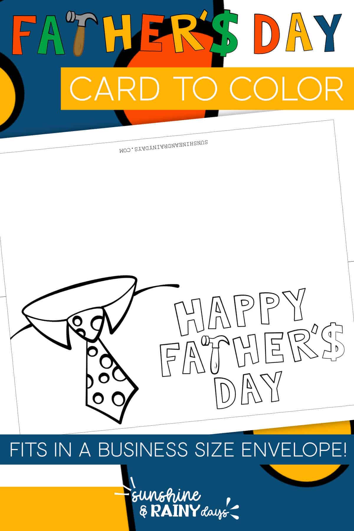 Printable Father's Day Card To Color - Sunshine and Rainy Days