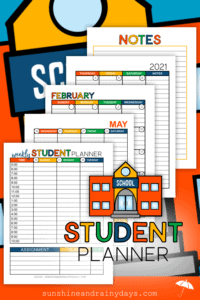 Daily Student Planner - Sunshine and Rainy Days