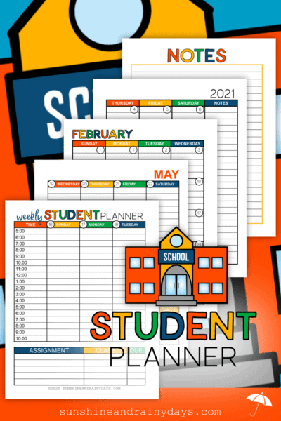 Daily Student Planner - Sunshine and Rainy Days