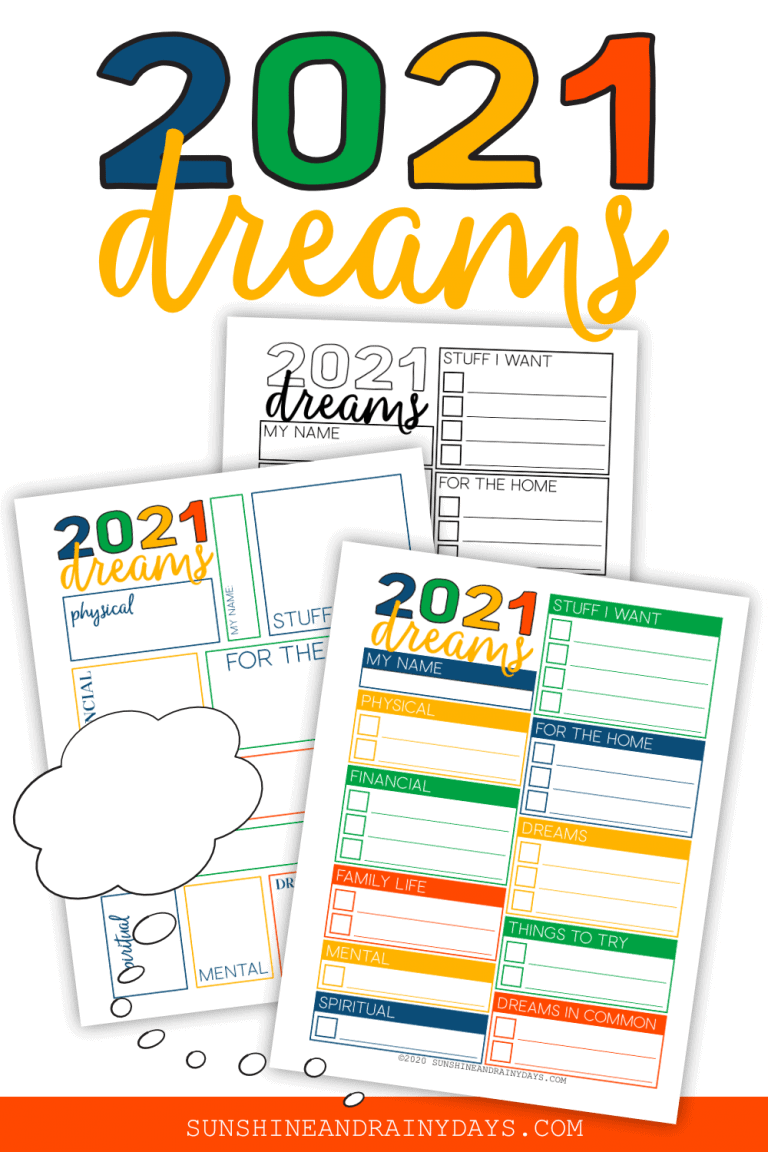2021 Dream Sheet - Sunshine and Rainy Days