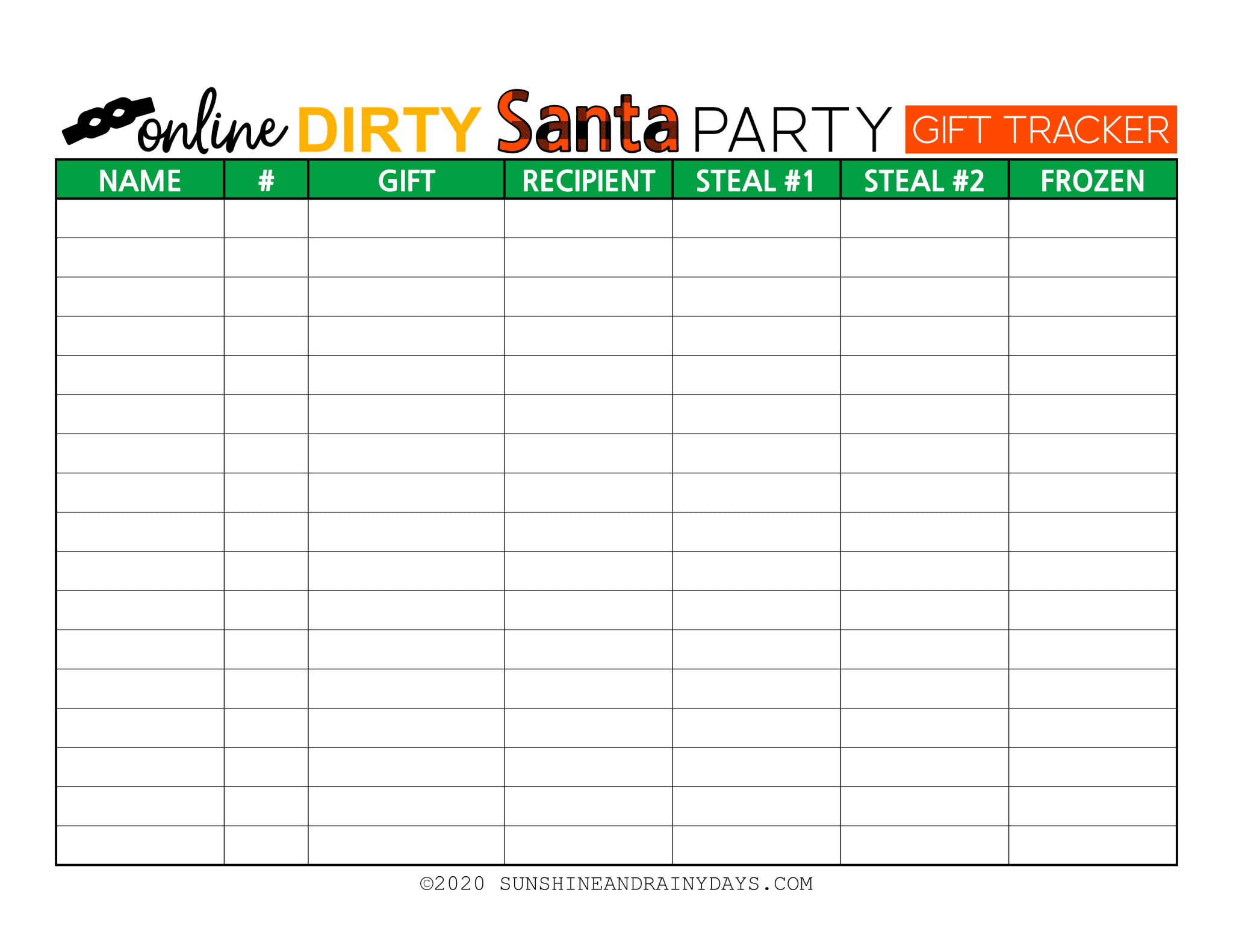 Virtual Dirty Santa Gift Exchange - Sunshine and Rainy Days