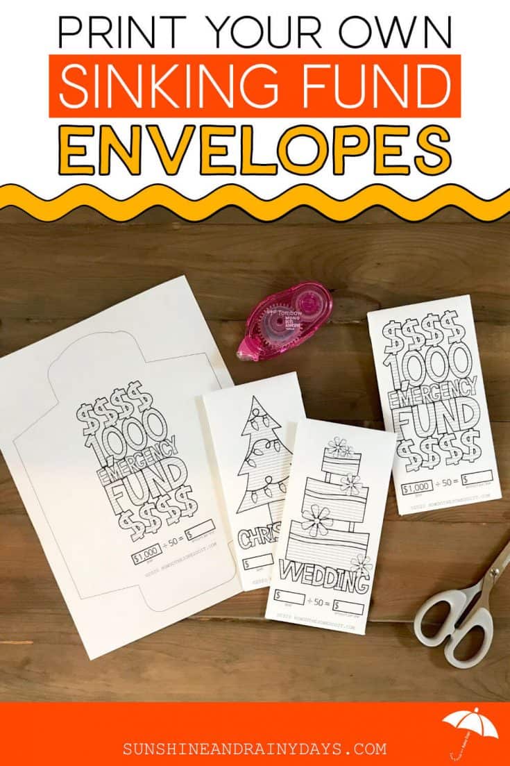 Sinking Fund Envelopes - Sunshine and Rainy Days