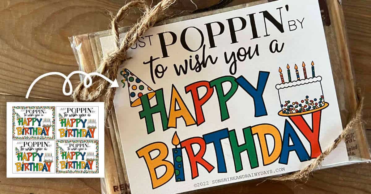 Happy Birthday Microwave Popcorn Tag - Sunshine and Rainy Days