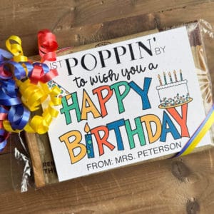 Happy Birthday Popcorn Tag - Sunshine and Rainy Days
