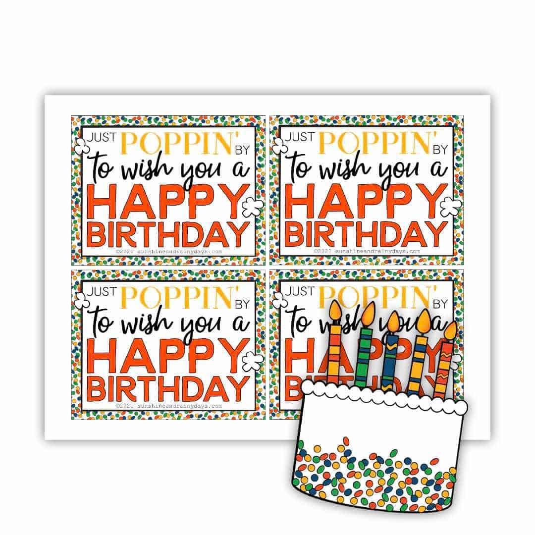 Happy Birthday Microwave Popcorn Tag - Sunshine and Rainy Days