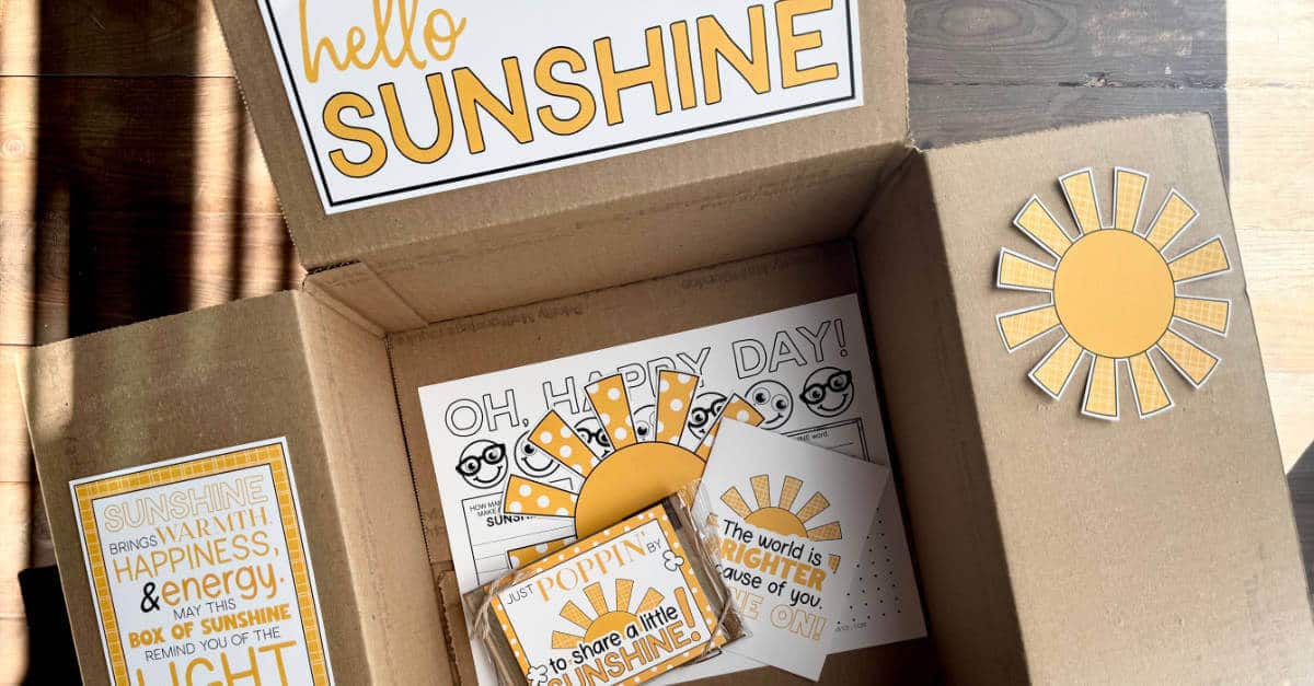 Box Of Sunshine Care Package Printables - Sunshine and Rainy Days