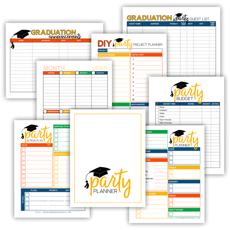 Graduation Party Guest List - Sunshine and Rainy Days