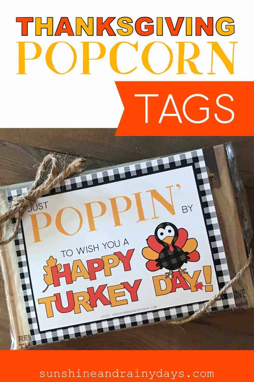 Thanksgiving Popcorn Tag - Sunshine and Rainy Days