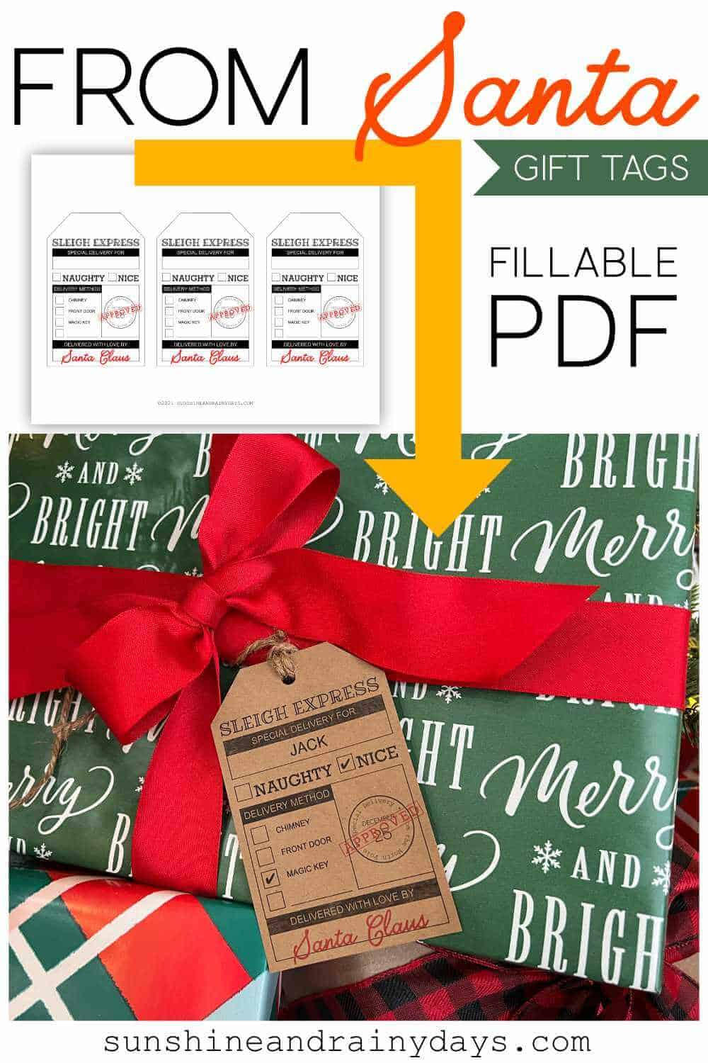 From Santa Gift Tag - Fillable PDF - Sunshine and Rainy Days