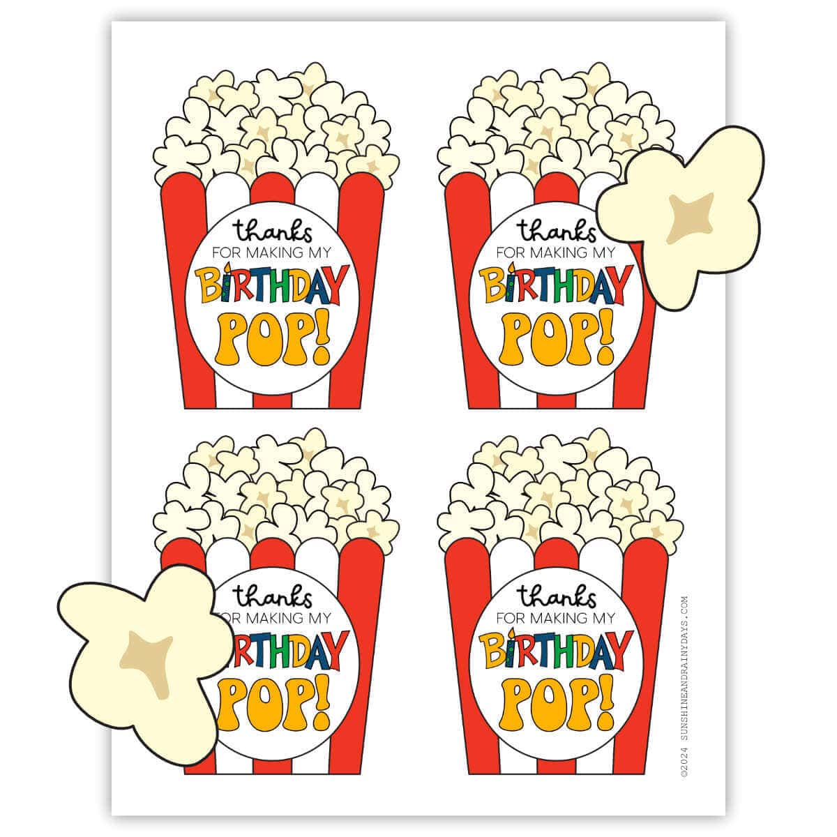 Popcorn Birthday Party Favor You Can Print At Home! - Sunshine and ...