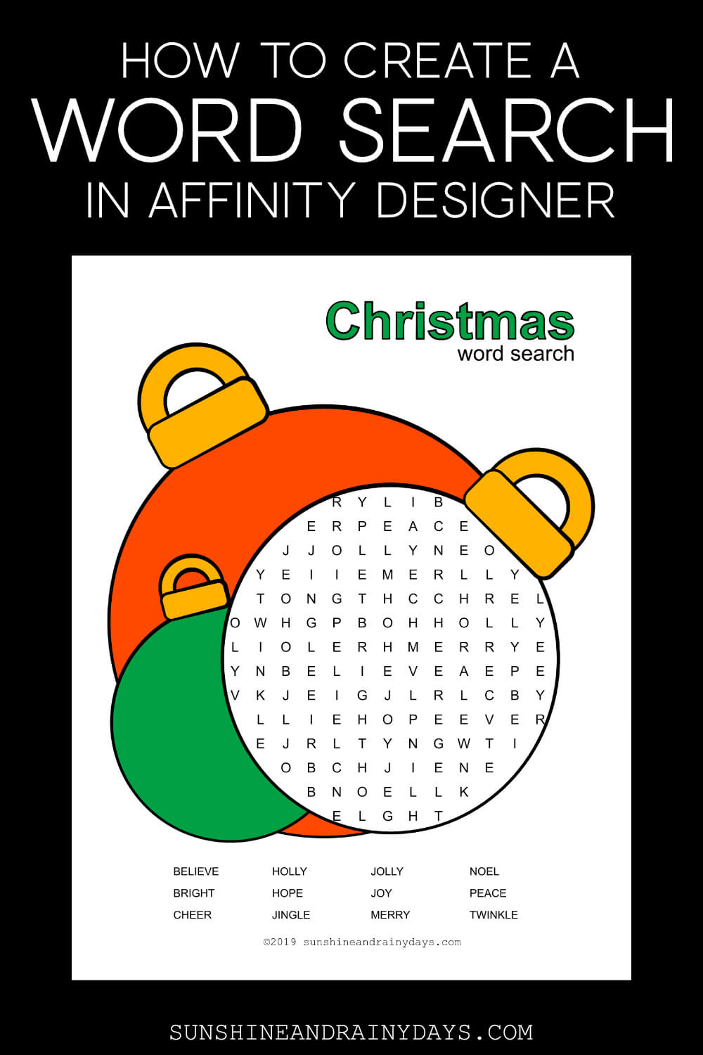 Create Your Own Word Search In Affinity Designer - Sunshine and Rainy Days