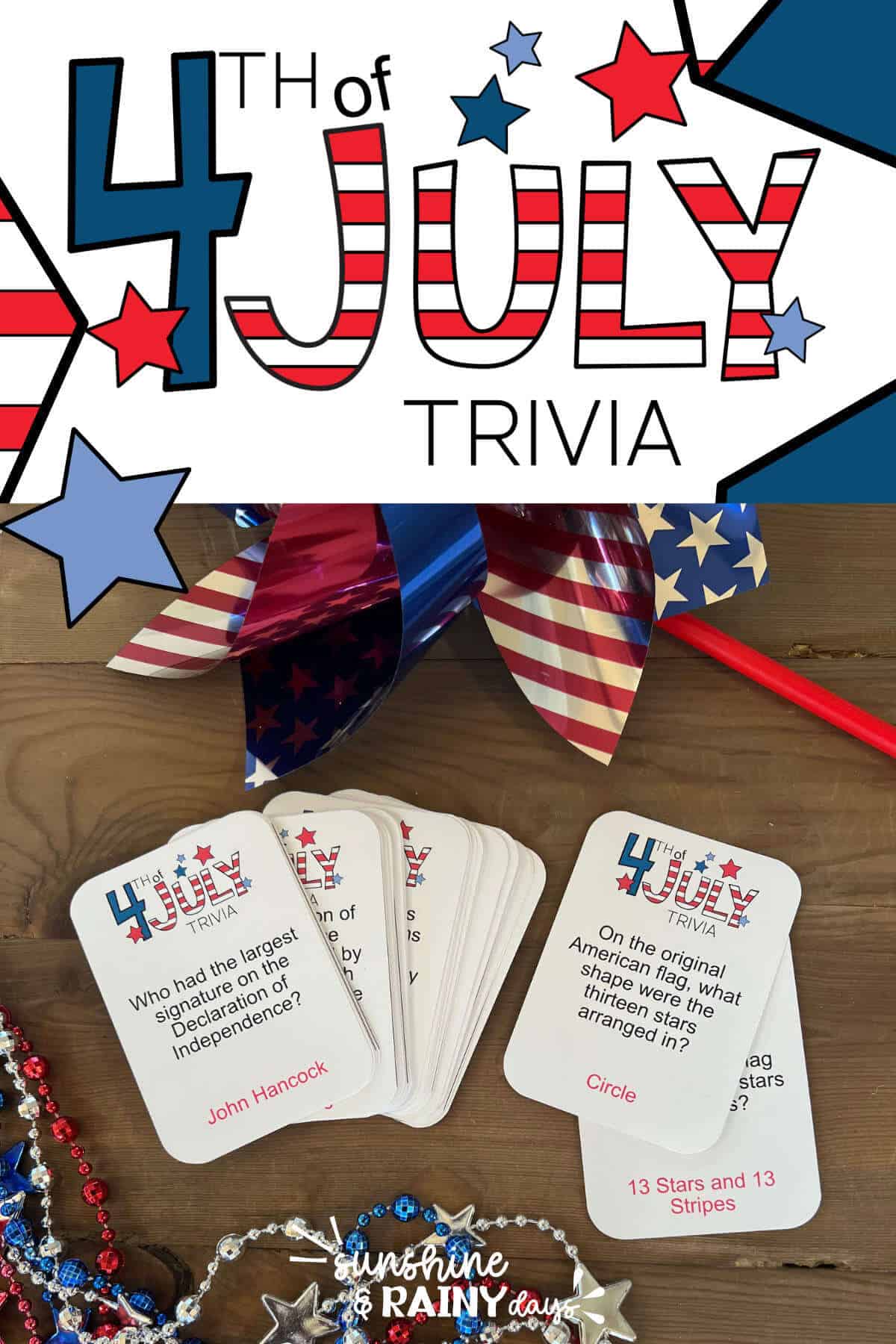 4th of July Trivia Game - Sunshine and Rainy Days
