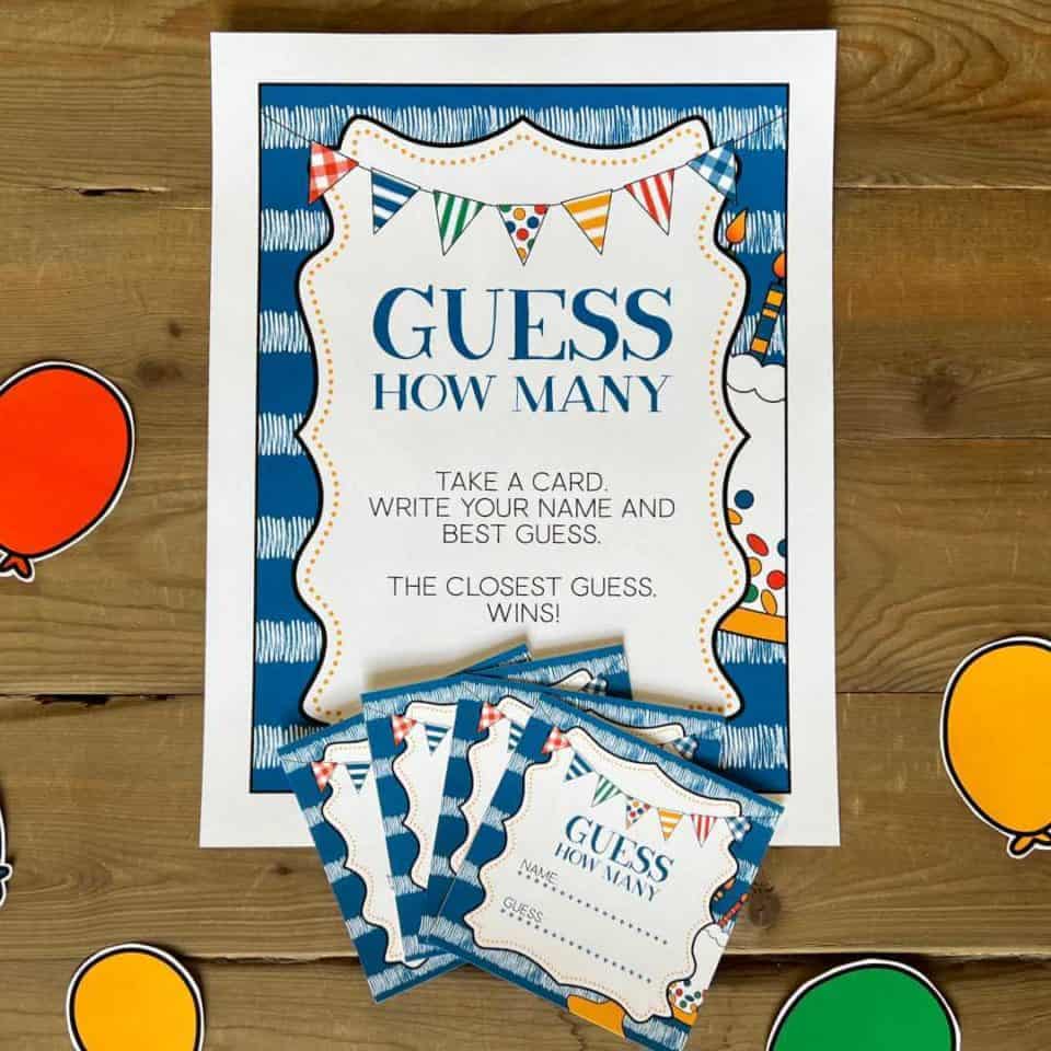 Guess How Many Birthday Party Game - Sunshine and Rainy Days