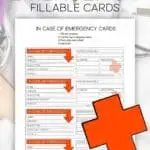 Editable In Case Of Emergency Card - Sunshine and Rainy Days