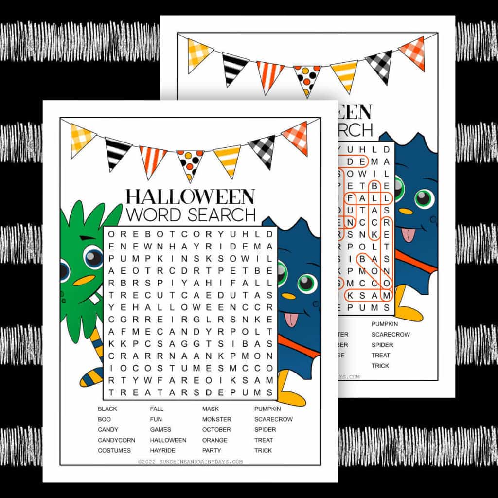 Halloween Word Search Printable - Sunshine and Rainy Days