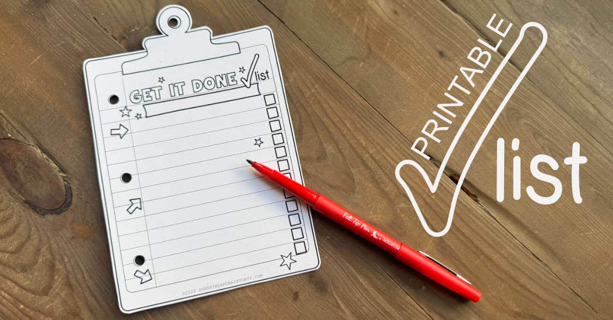 Fillable Things To Do Checklist - Sunshine and Rainy Days