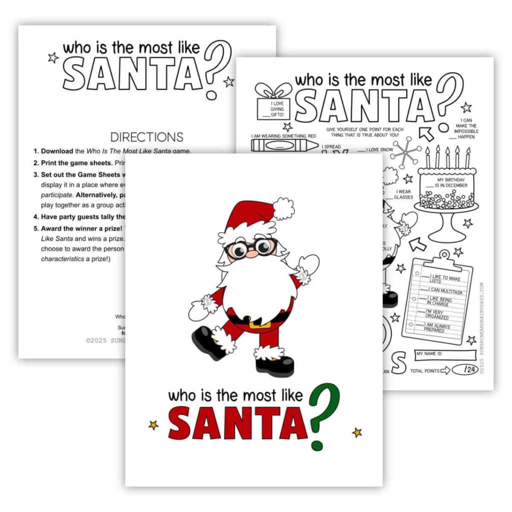 Who Is The Most Like Santa Game - Sunshine and Rainy Days