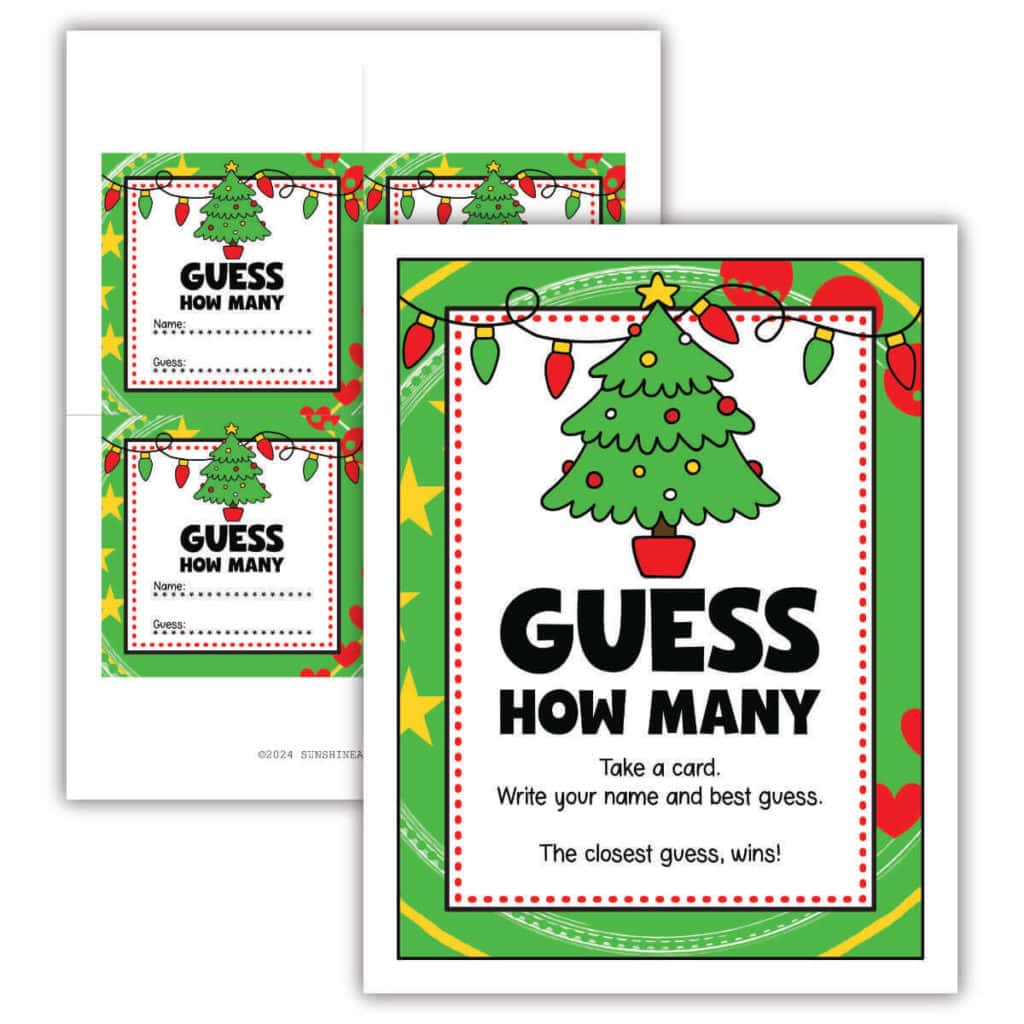 Guess How Many Christmas Party Game - Sunshine and Rainy Days