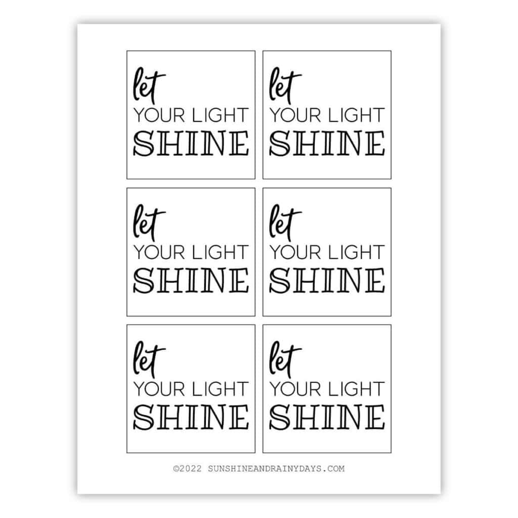 Let Your Light Shine Glow Stick Tags - Sunshine and Rainy Days
