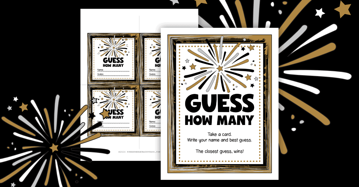 Guess How Many New Year's Eve Party Game - Sunshine and Rainy Days