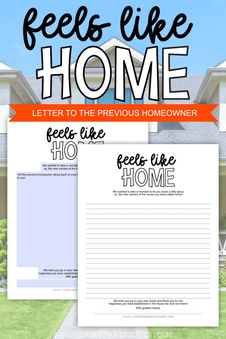 Welcome Home Letter To New Homeowners - Sunshine and Rainy Days
