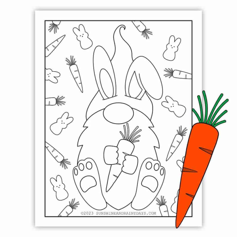 Printable Easter Gnome Coloring Pages - Sunshine and Rainy Days