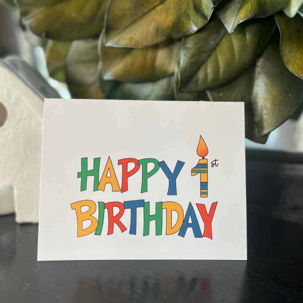 Printable First Birthday Card - Sunshine and Rainy Days