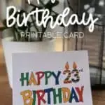 Printable Happy 23rd Birthday Card - Sunshine and Rainy Days