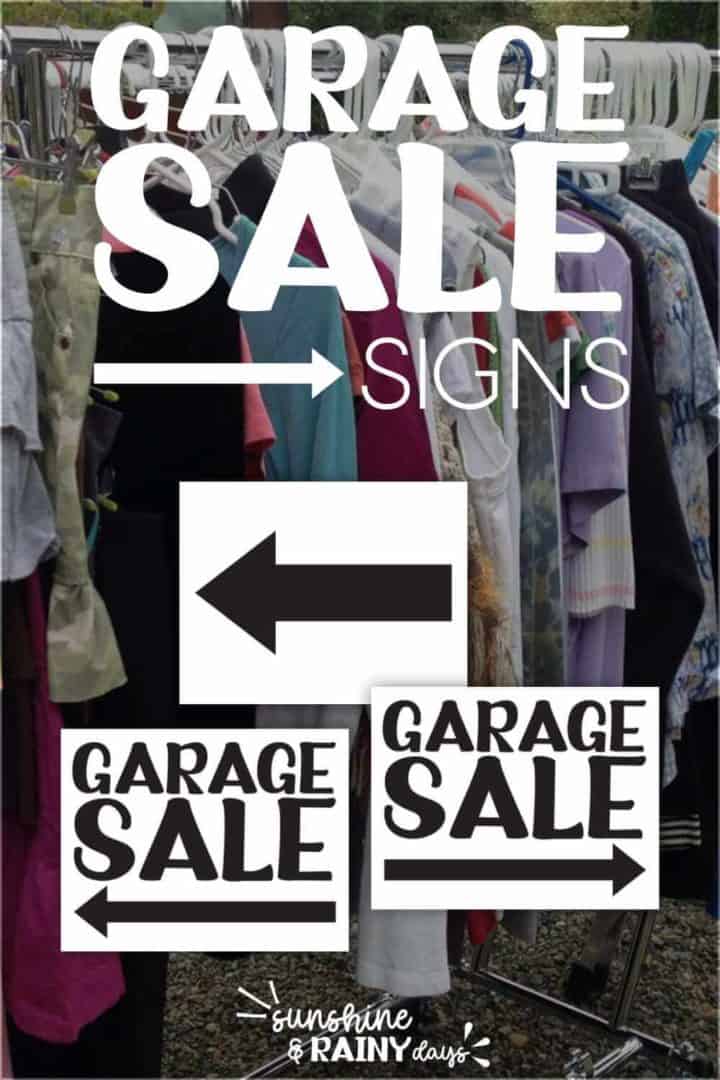 Printable Garage Sale Signs - Sunshine and Rainy Days