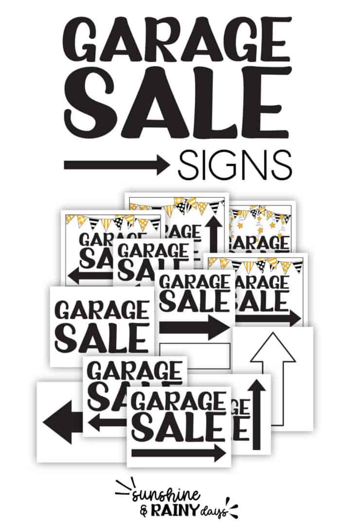 Printable Garage Sale Signs - Sunshine and Rainy Days