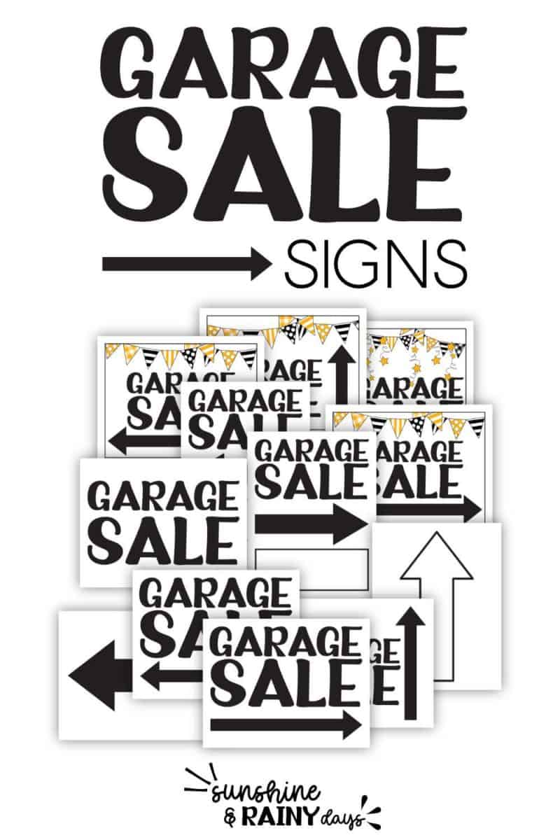 Printable Garage Sale Signs - Sunshine and Rainy Days