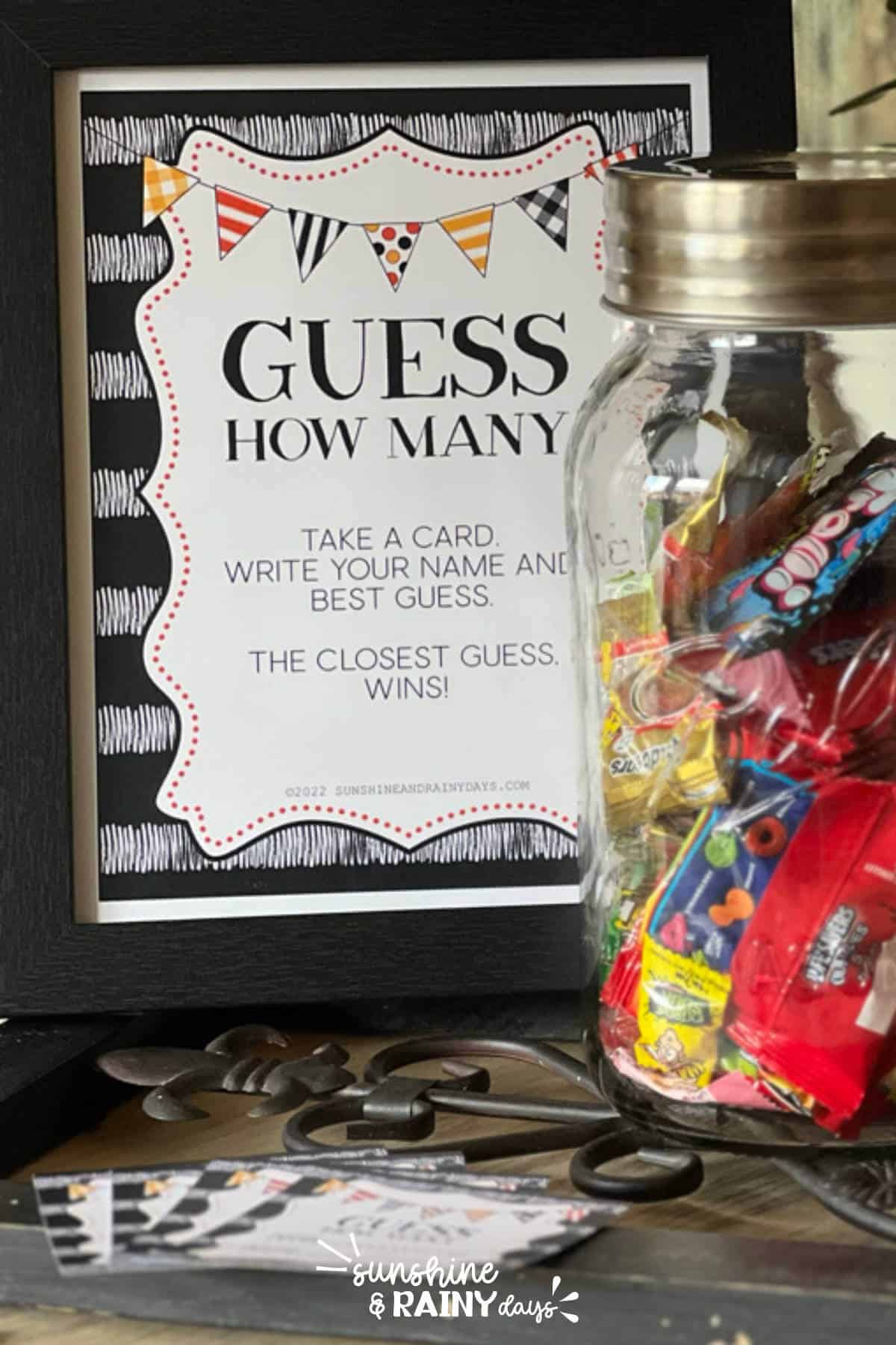 Guess How Many Halloween Party Game - Sunshine and Rainy Days