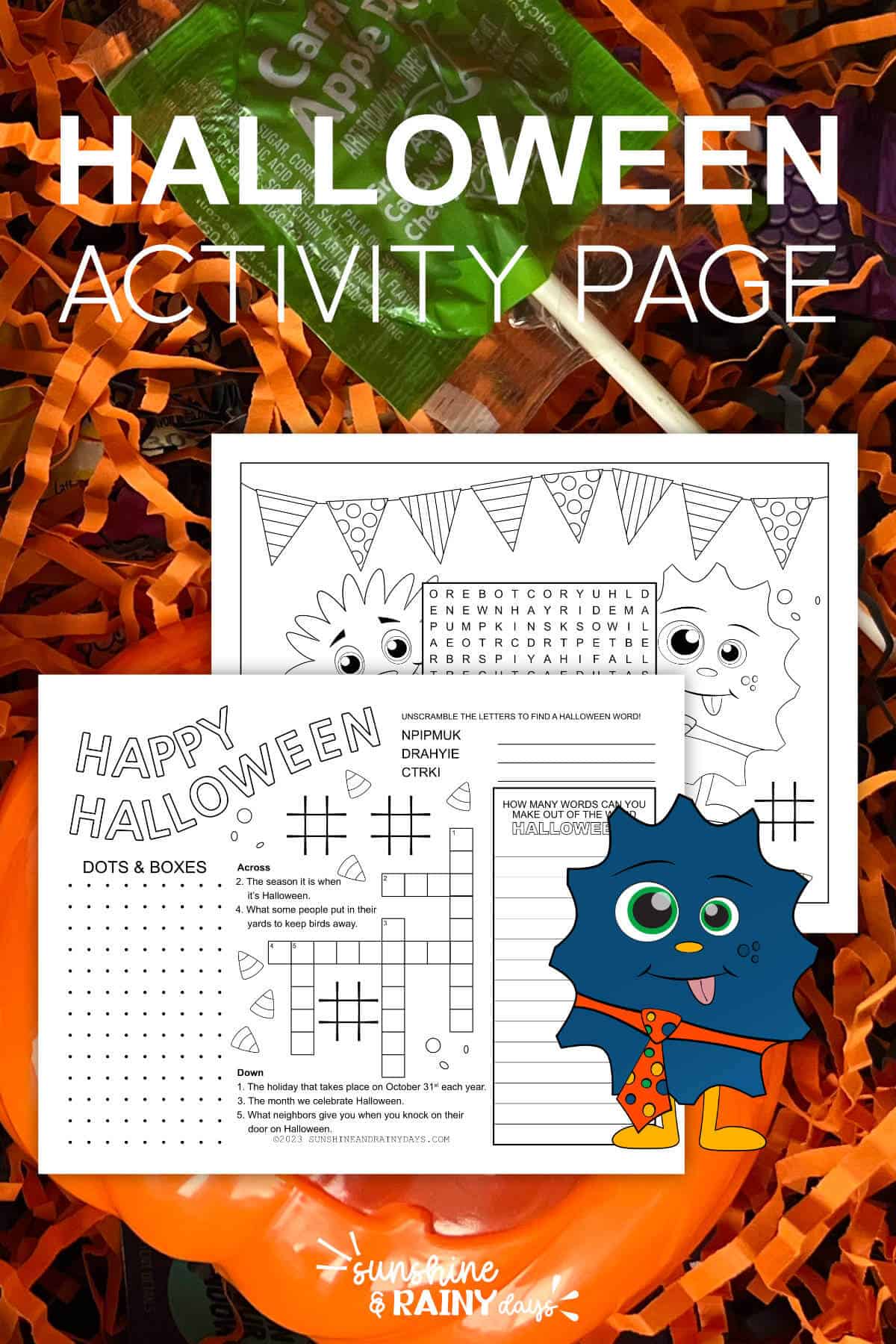 Halloween Activity Placemat - Sunshine and Rainy Days