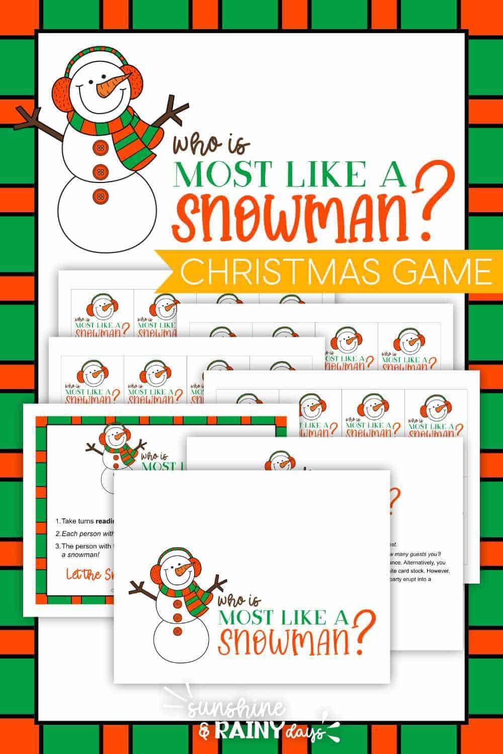 Snowman Traits Showdown: Who Is Most Like A Snowman Game - Sunshine and ...
