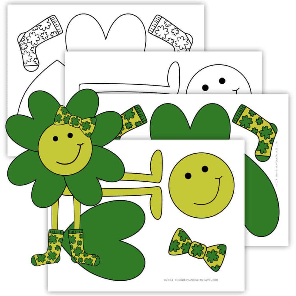 Happy Four-Leaf Clover Craft Template - Sunshine and Rainy Days