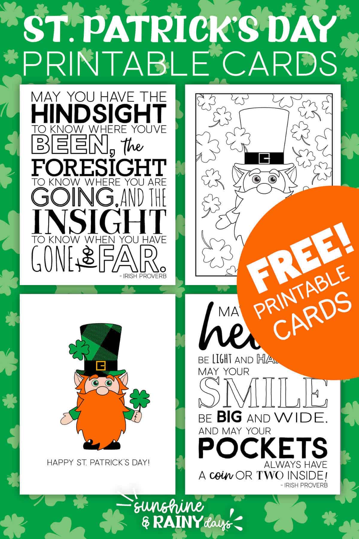 Free Printable St. Patrick's Day Cards - Sunshine and Rainy Days